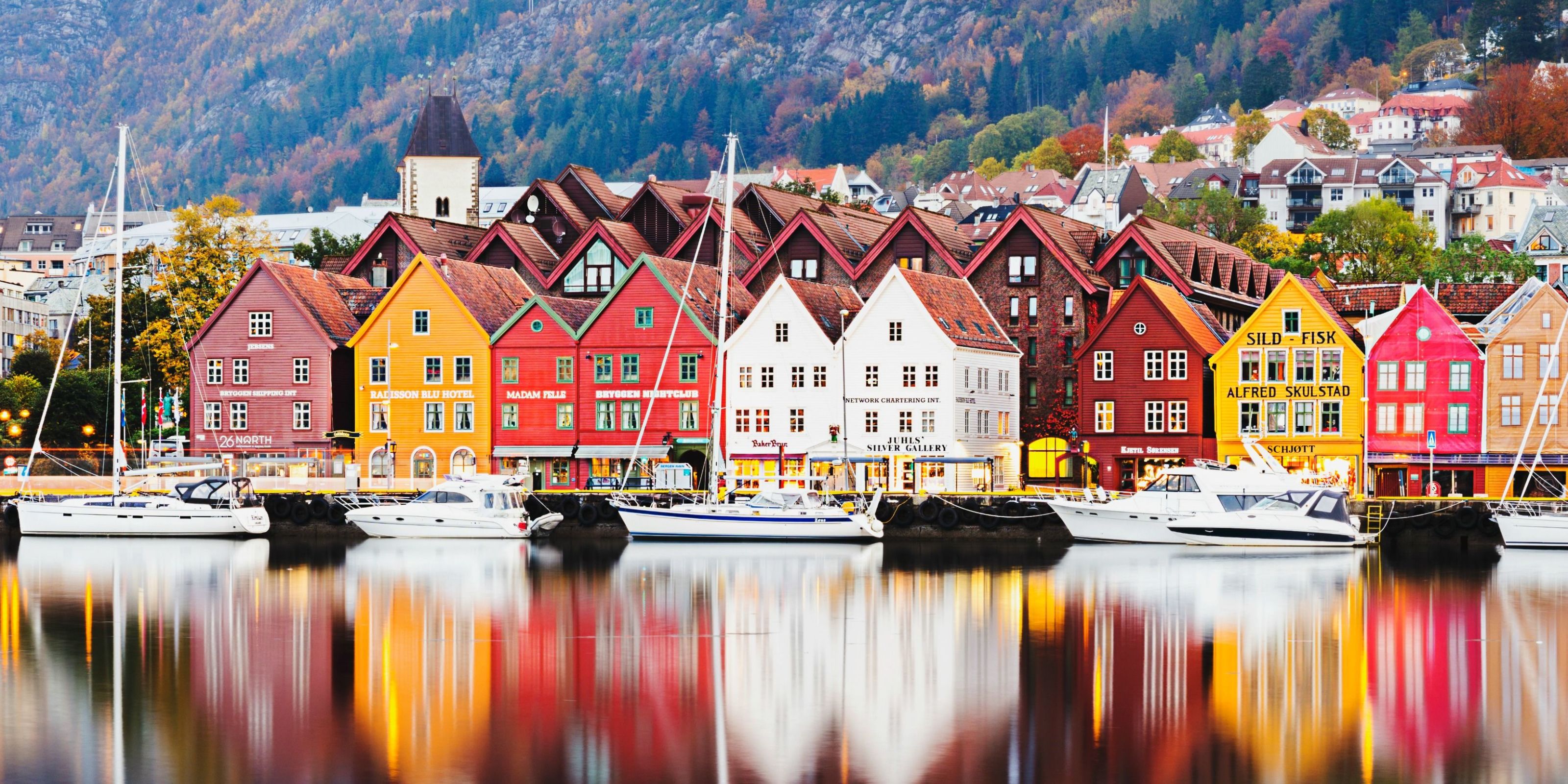 Bergen Bryggen Off Season At Bryggen, Bergen In Norway Editorial Image